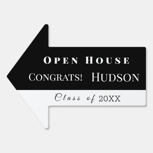 Graduation Open House Black and White Sign | Zazzle