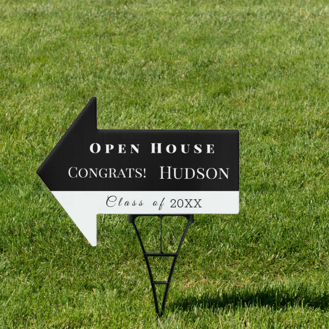 Graduation Open House Black and White Sign | Zazzle