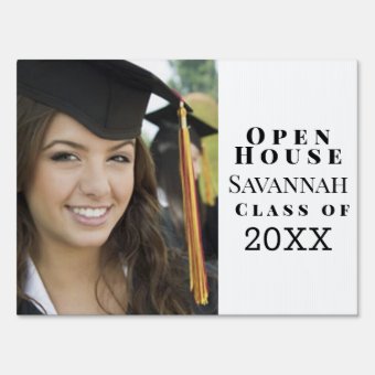 Graduation Open House With Grads Photo Sign | Zazzle