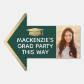 Graduation Party 2 Photo Arrow Green and Gold Yard Sign | Zazzle