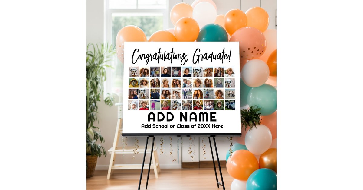 Graduation Party 40 Photo Collage 4 Row 10 Column Foam Board | Zazzle