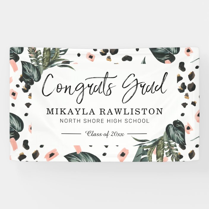 Graduation Party Banner | Tropical Jungle Greenery | Zazzle.com