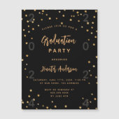 Graduation party black gold stars year luxury magnetic invitation | Zazzle
