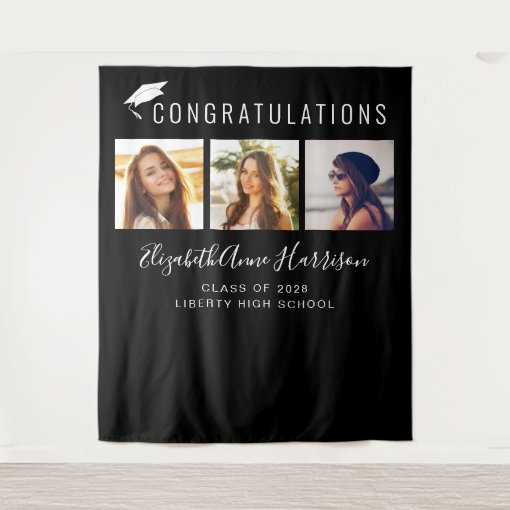 Graduation Party Black Photo Booth Backdrop | Zazzle