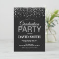 Graduation Party Black Silver Glitter Invitation | Zazzle