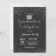 Graduation Party Black Silver Glitter Invitation | Zazzle