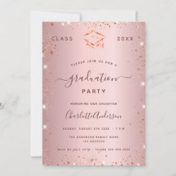 Graduation party blush pink rose gold 2024 invitation | Zazzle
