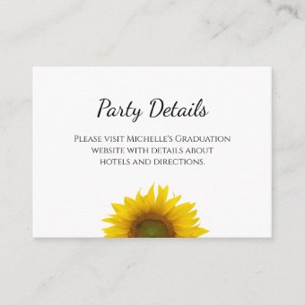 Graduation Party Botanical Sunflower Enclosure Card | Zazzle