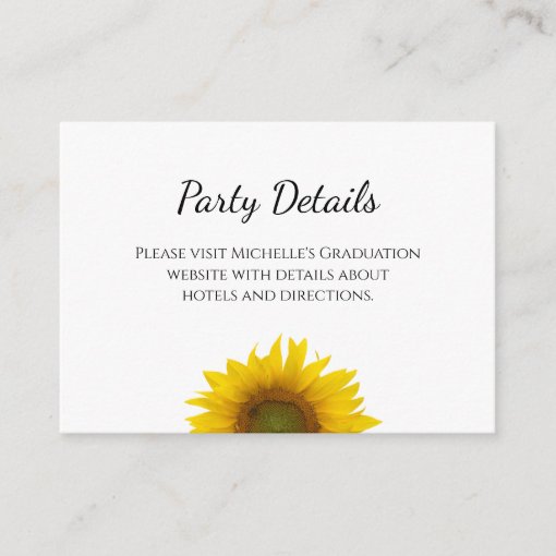 Graduation Party Botanical Sunflower Enclosure Card | Zazzle