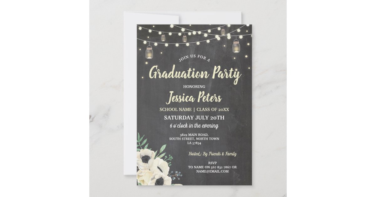 Graduation Party Chalk Jars Chalk Fireflies Invite | Zazzle