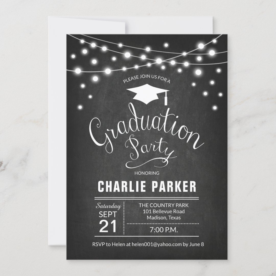 Graduation Party - Chalkboard Pattern Invitation | Zazzle