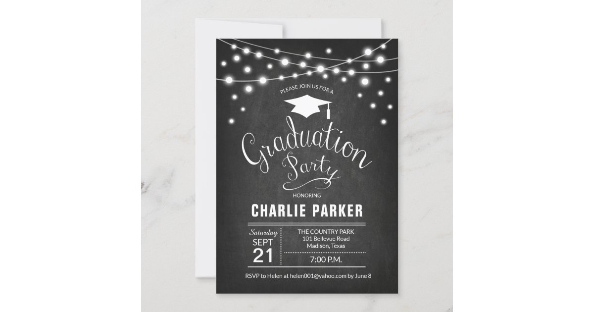 Graduation Party - Chalkboard Pattern Invitation | Zazzle