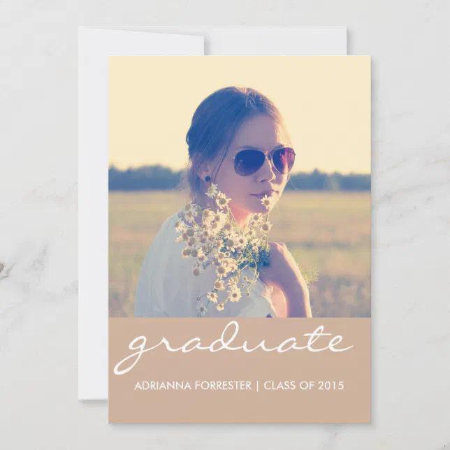 Graduation Party | Chic Beige Photo Invitation | Zazzle