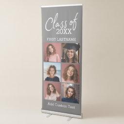 Graduation Party Class with 6 Square Photo Collage Retractable Banner ...
