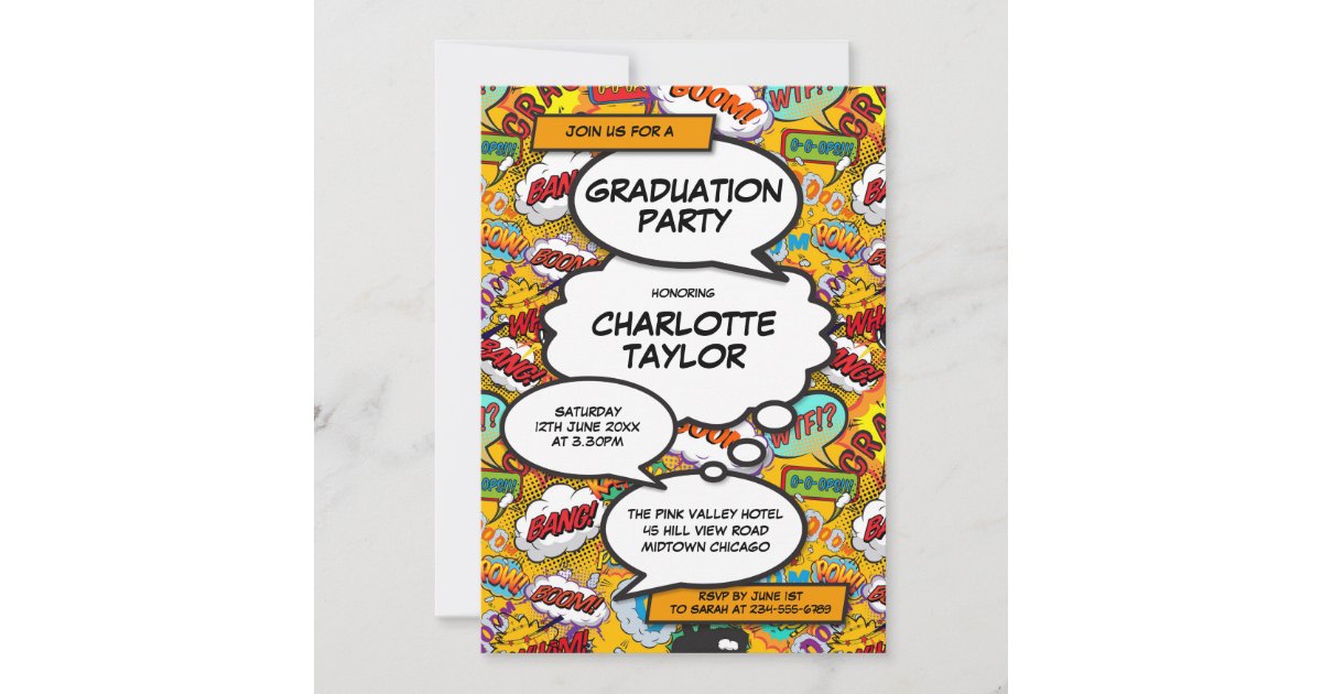 Graduation Party Fun Comic Book Class of 2022 Invitation | Zazzle