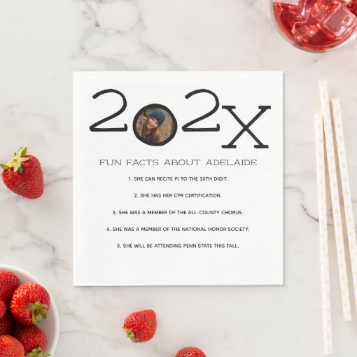 Graduation Party Fun Facts Custom Photo Napkins | Zazzle