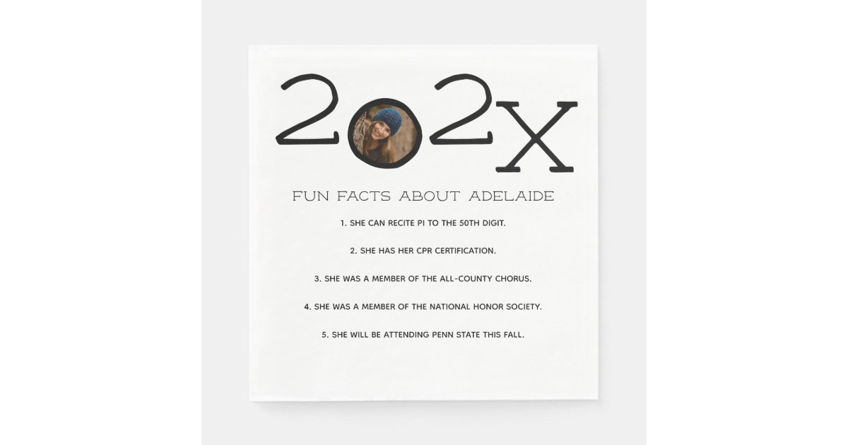 Graduation Party Fun Facts Custom Photo Napkins | Zazzle