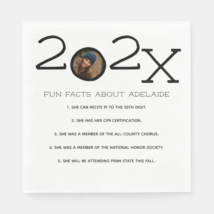 Graduation Party Fun Facts Custom Photo Napkins | Zazzle