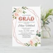 Graduation Party Girly Blush Pink Floral Invitation | Zazzle