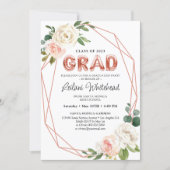 Graduation Party Girly Blush Pink Floral Invitation | Zazzle