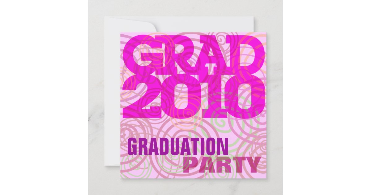 Graduation Party Girly Pink Invitation | Zazzle