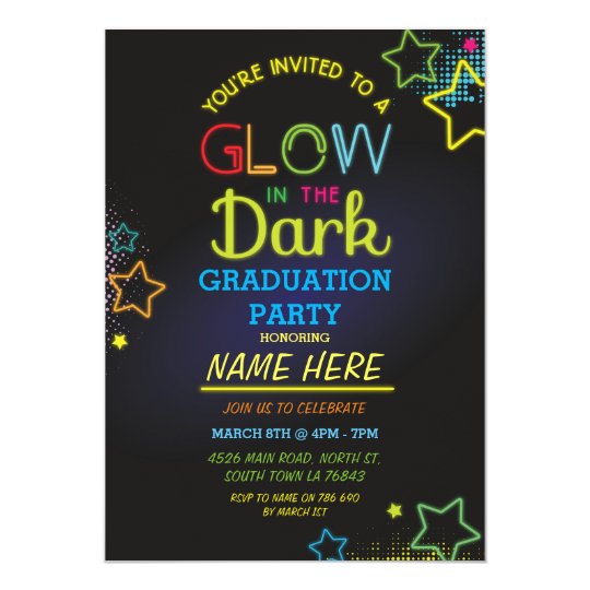 Graduation Party Glow In The Dark Neon Invite | Zazzle.com