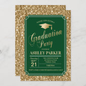 Graduation Party - Gold Green Invitation | Zazzle