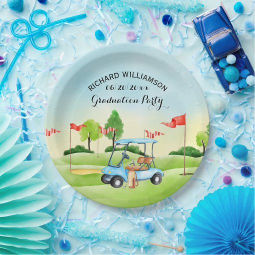 Graduation Party Golf Theme Paper Plates | Zazzle