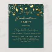 Graduation party green gold star budget invitation | Zazzle