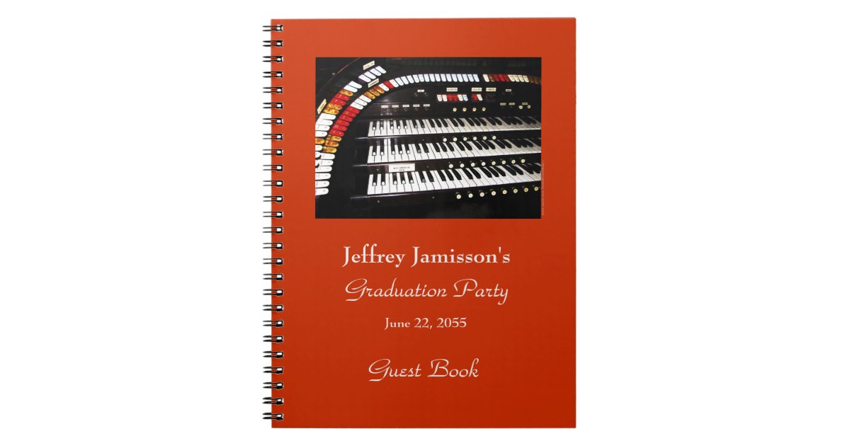 Graduation Party Guest Book, Antique Organ Spiral Notebook | Zazzle