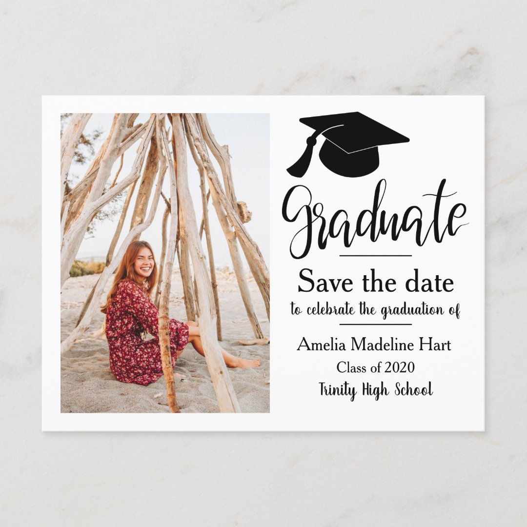 Graduation Party Hat | Save The Date Photo Postcard | Zazzle