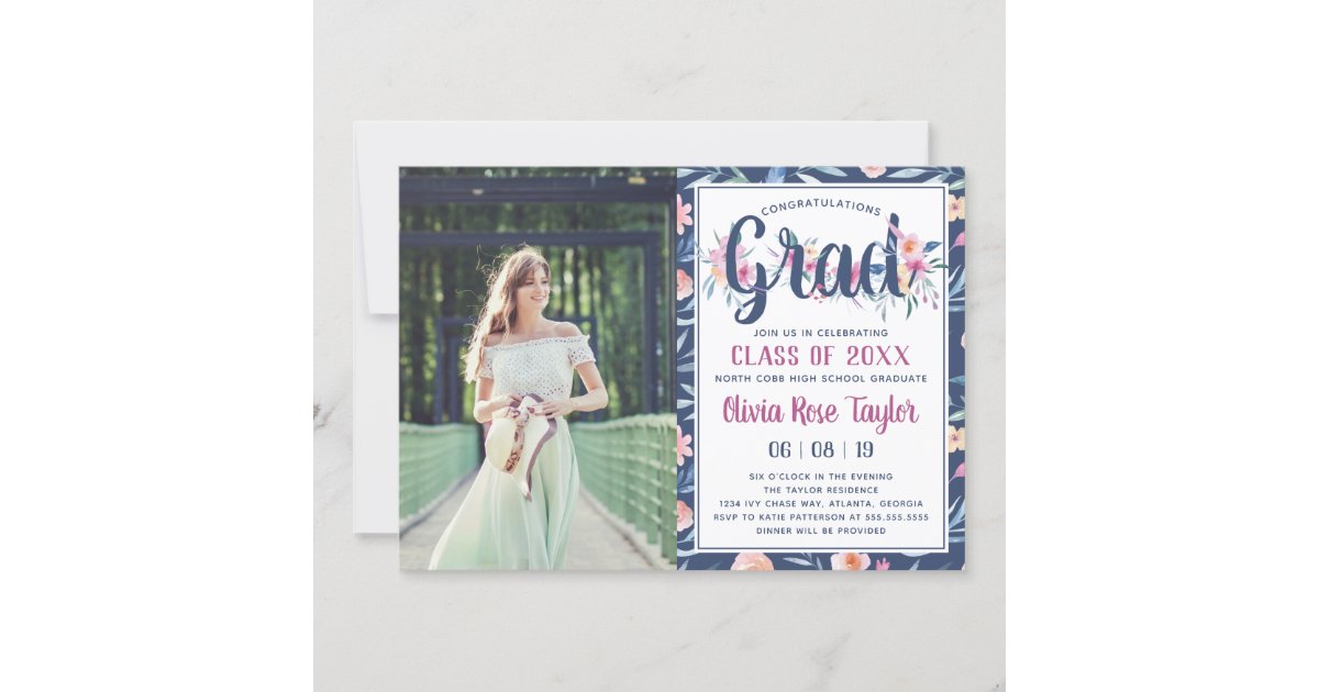Graduation Party Invitation, Floral Invitation | Zazzle