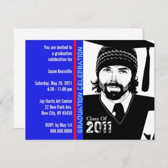 Graduation Party Invitation Funny Cartoon Cap Gown | Zazzle