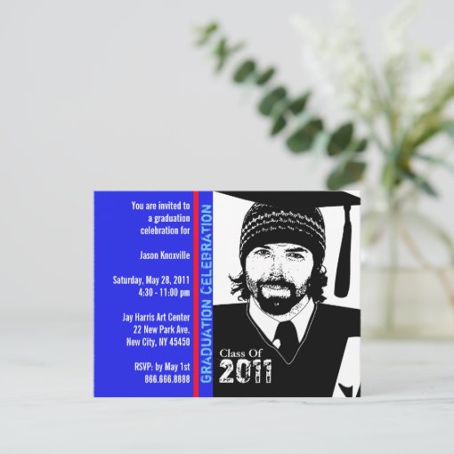 Graduation Party Invitation Funny Cartoon Cap Gown | Zazzle