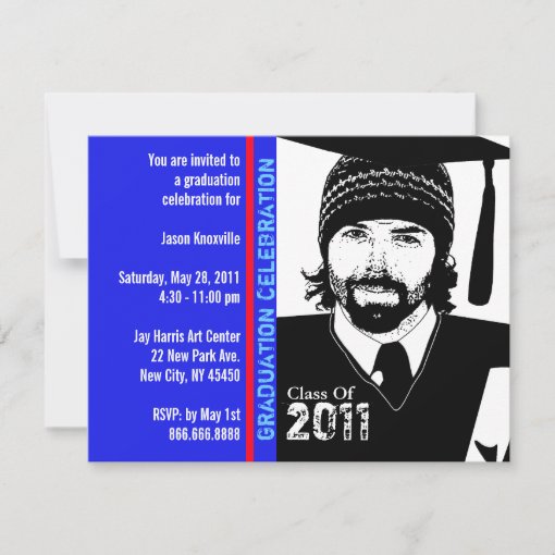 Graduation Party Invitation Funny Cartoon Cap Gown | Zazzle