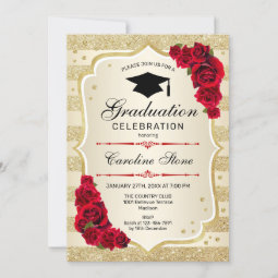 Graduation Party Invitation - Gold Red | Zazzle