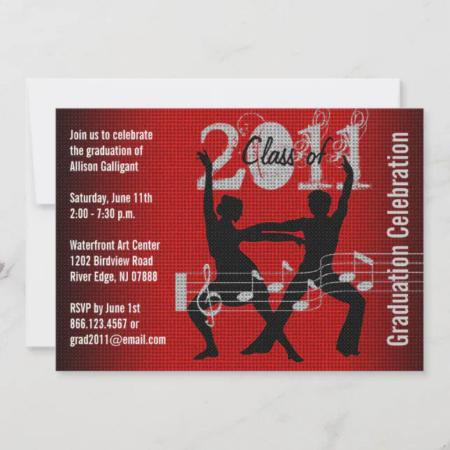 Graduation Party Invitation Music Dancing 1 | Zazzle