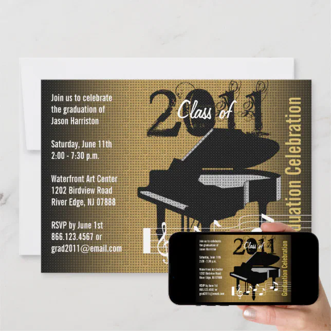 Graduation Party Invitation Music Piano | Zazzle