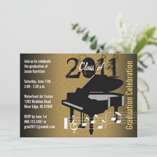 Graduation Party Invitation Music Piano | Zazzle