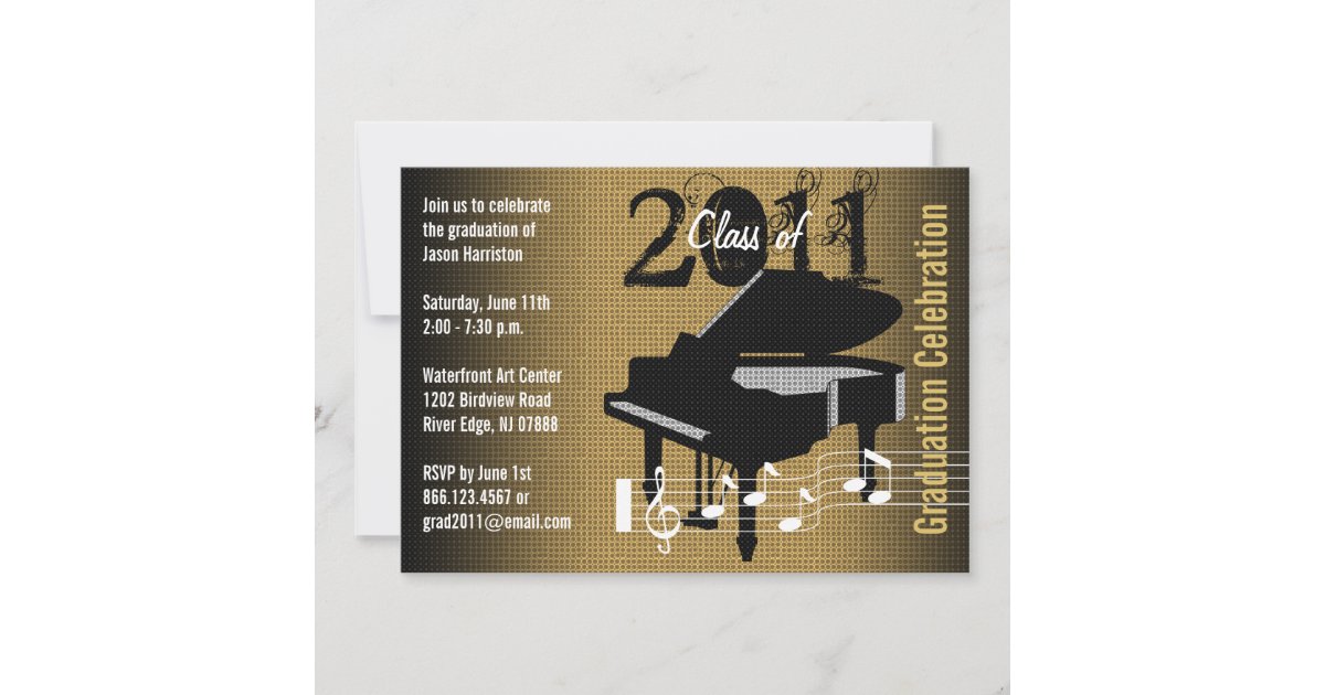 Graduation Party Invitation Music Piano | Zazzle