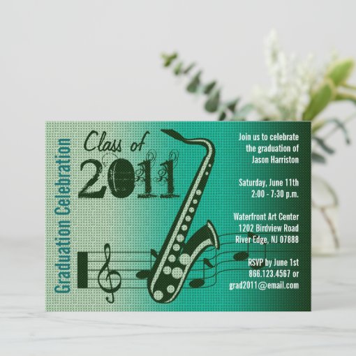 Graduation Party Invitation Music Saxophone | Zazzle