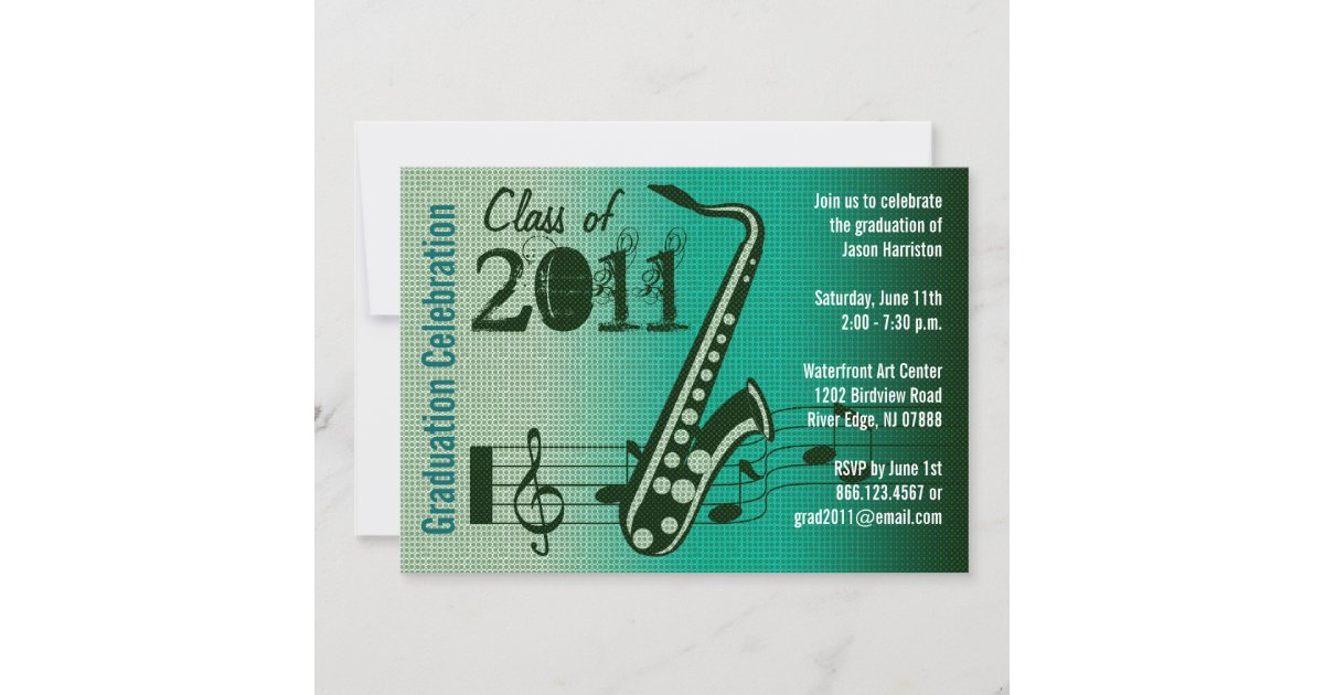Graduation Party Invitation Music Saxophone | Zazzle
