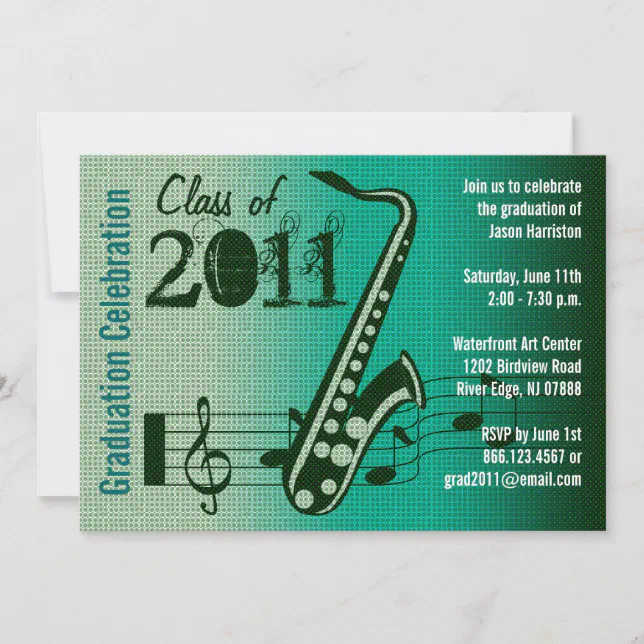 Graduation Party Invitation Music Saxophone | Zazzle