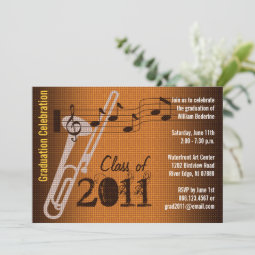 Graduation Party Invitation Music Trombone 2 | Zazzle