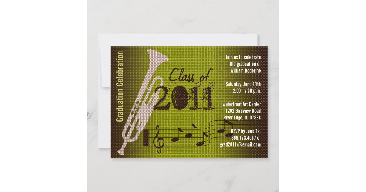 Graduation Party Invitation Music Trumpet | Zazzle
