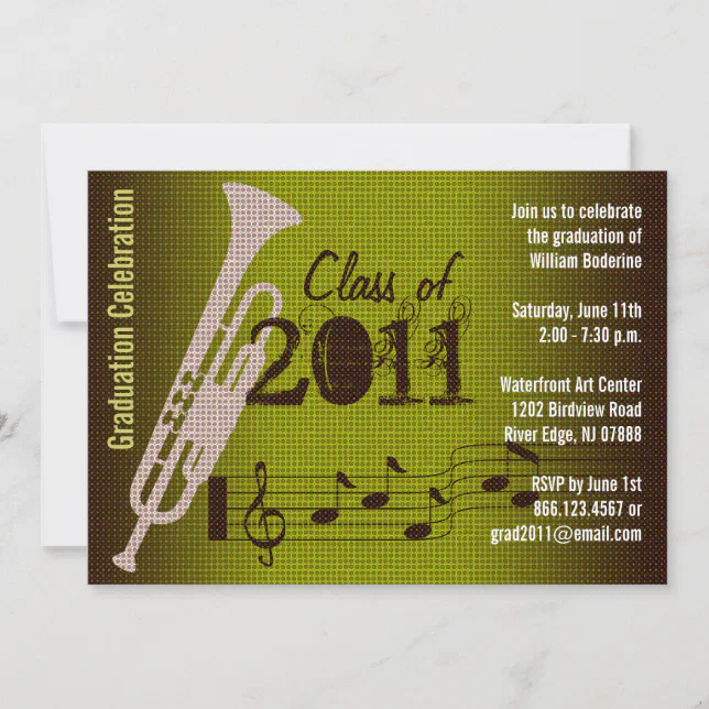 Graduation Party Invitation Music Trumpet | Zazzle