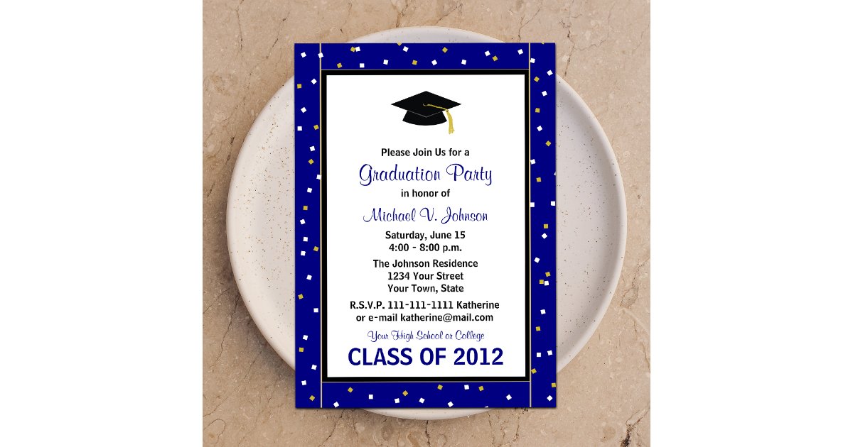 Graduation Party Invitation Navy | Zazzle