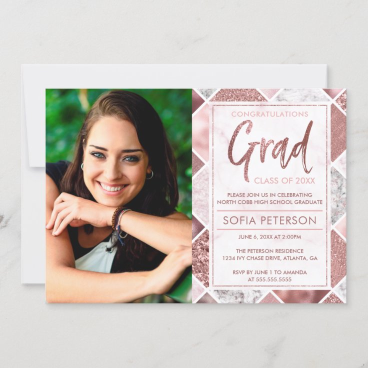 Graduation Party Invitation, Rose Gold Invitation | Zazzle