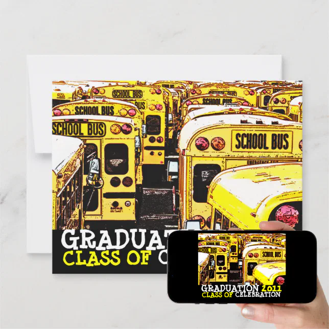 Graduation Party Invitation School Bus 7 | Zazzle