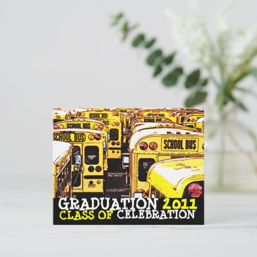 Graduation Party Invitation School Bus 7 | Zazzle
